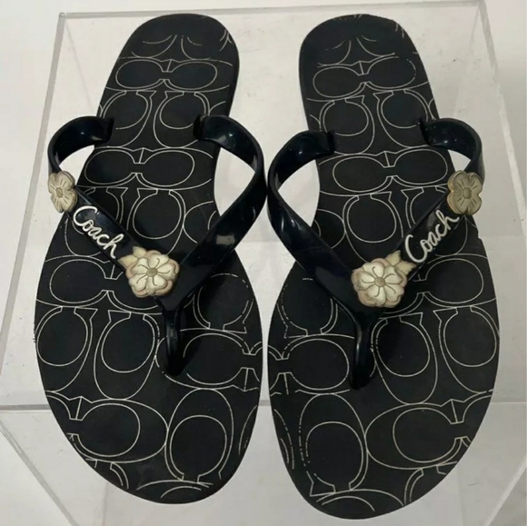Coach | Shoes | Coach Womens Black Sandals Thongs Flip Flops Size 7 ...